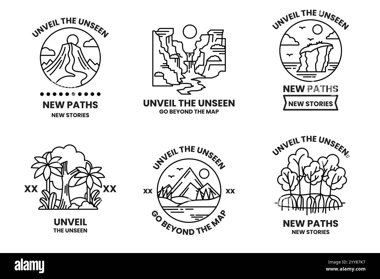 Set of illustrations in the concept of Natural tourist attractions in ...