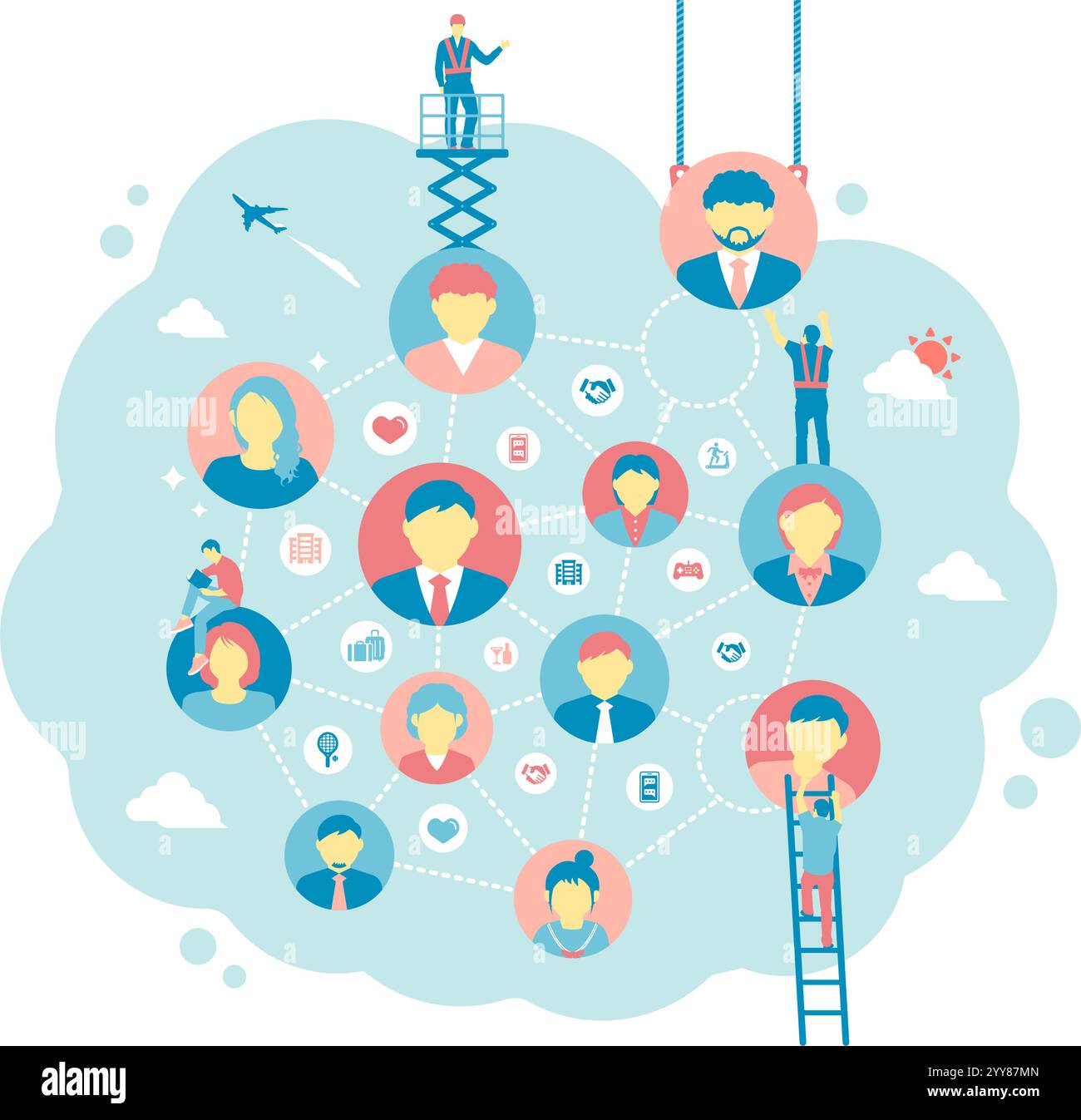 Vector illustration of people relationships and connections Stock ...