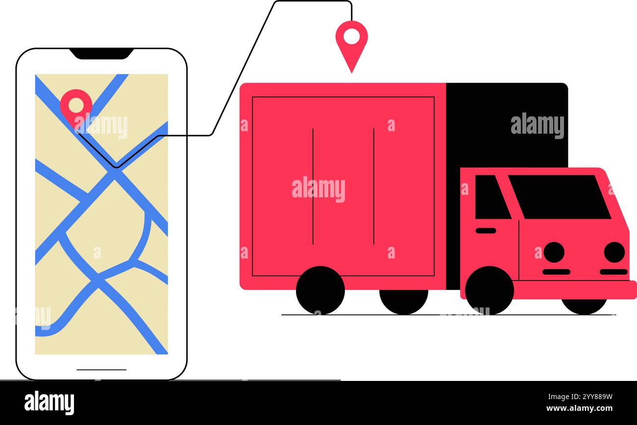 Red route map hi-res stock photography and images - Alamy