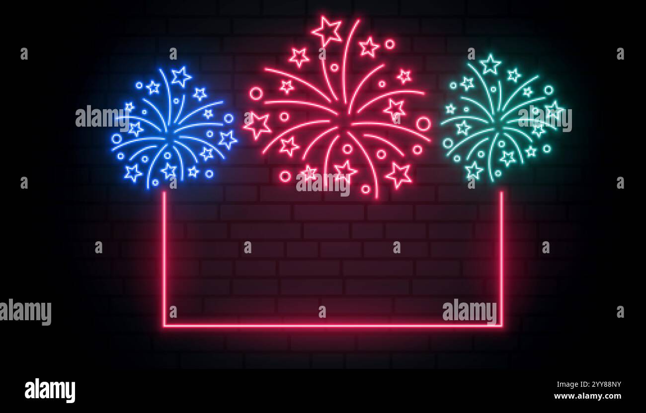 celebration firework neon frame background Stock Vector Image & Art - Alamy