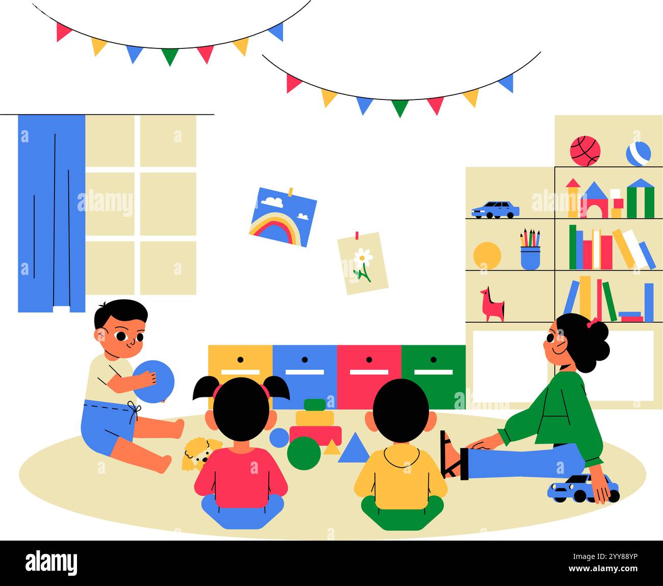 Female teacher teaching shapes hi-res stock photography and images - Alamy