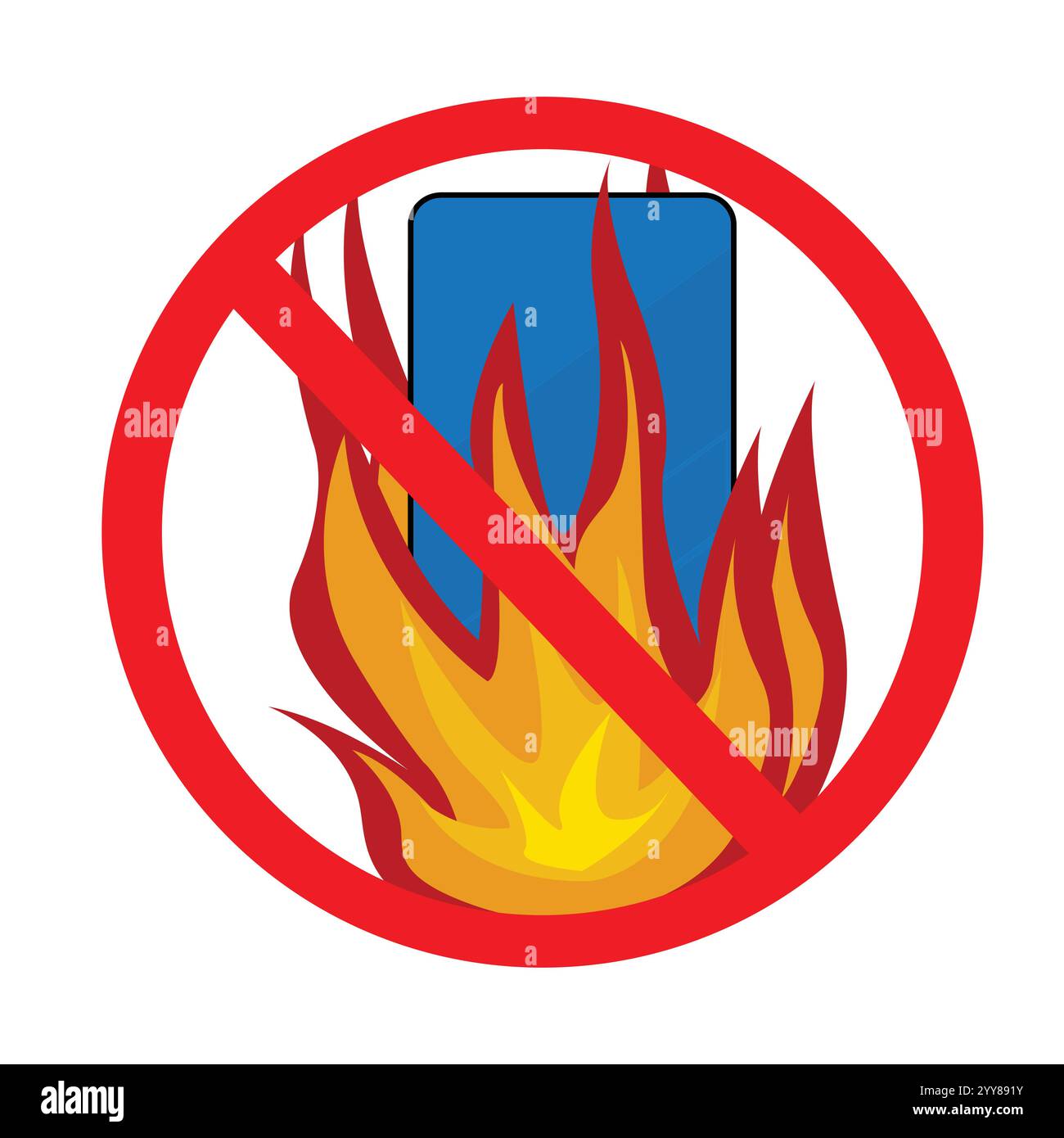 Cell phone battery fire Stock Vector Images - Alamy