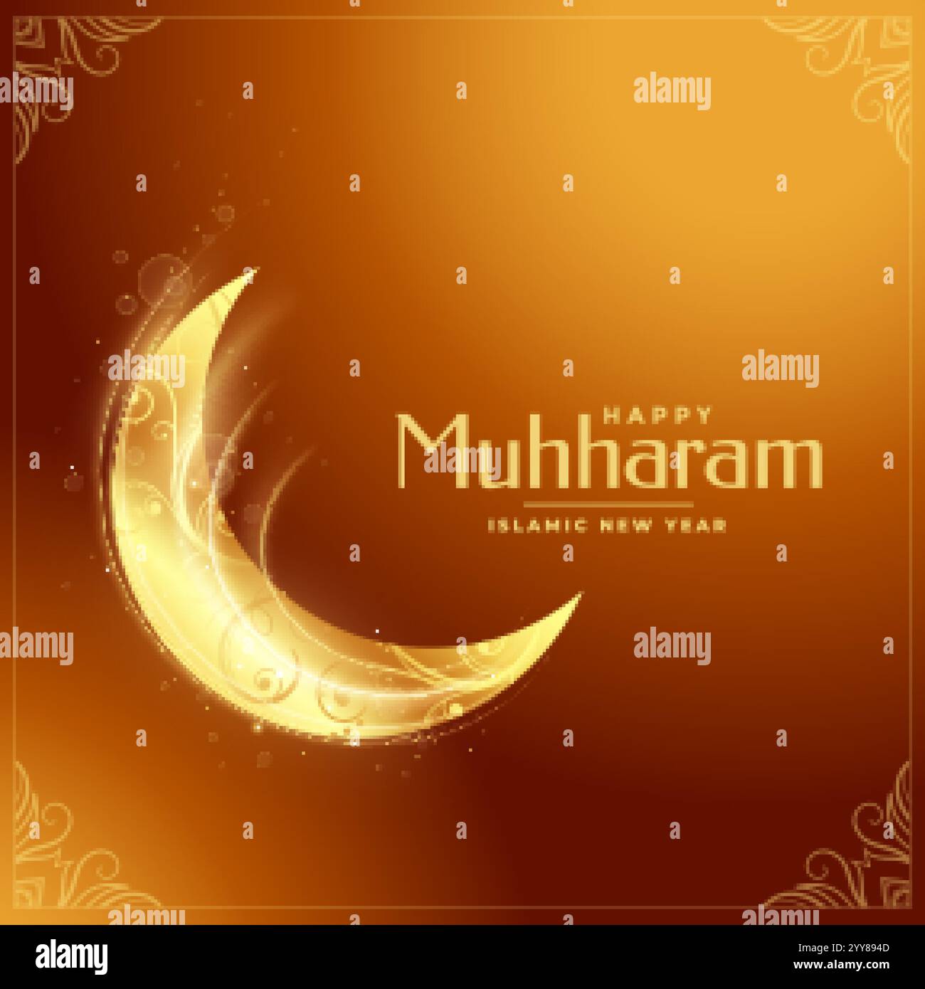 traditional muharram festival golden moon card design Stock Vector ...