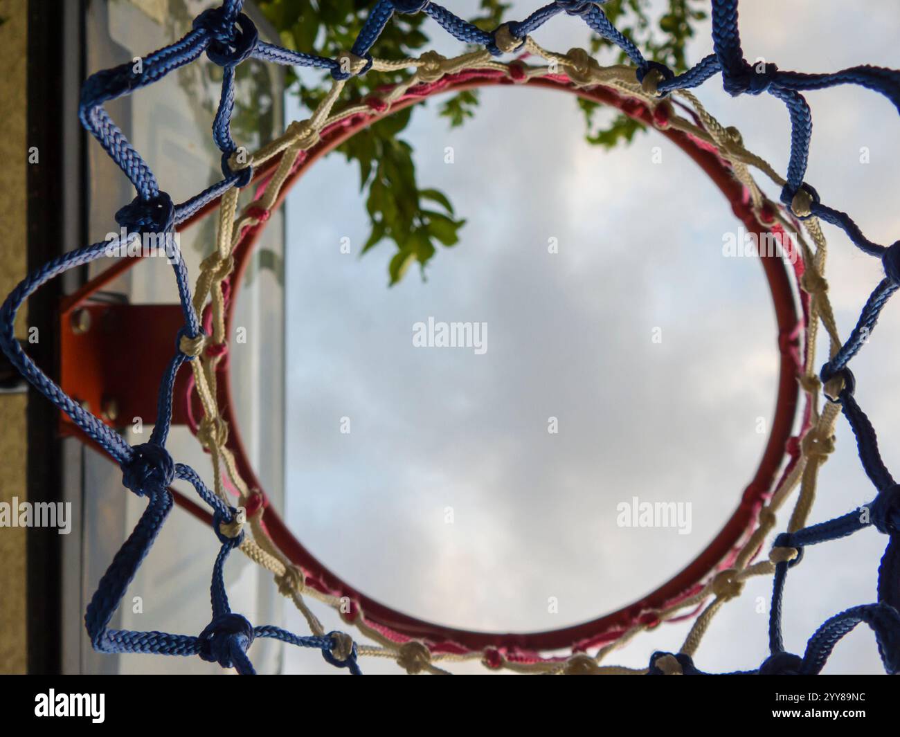 Basketball hoop as seen looking straight up from below Stock Photo - Alamy