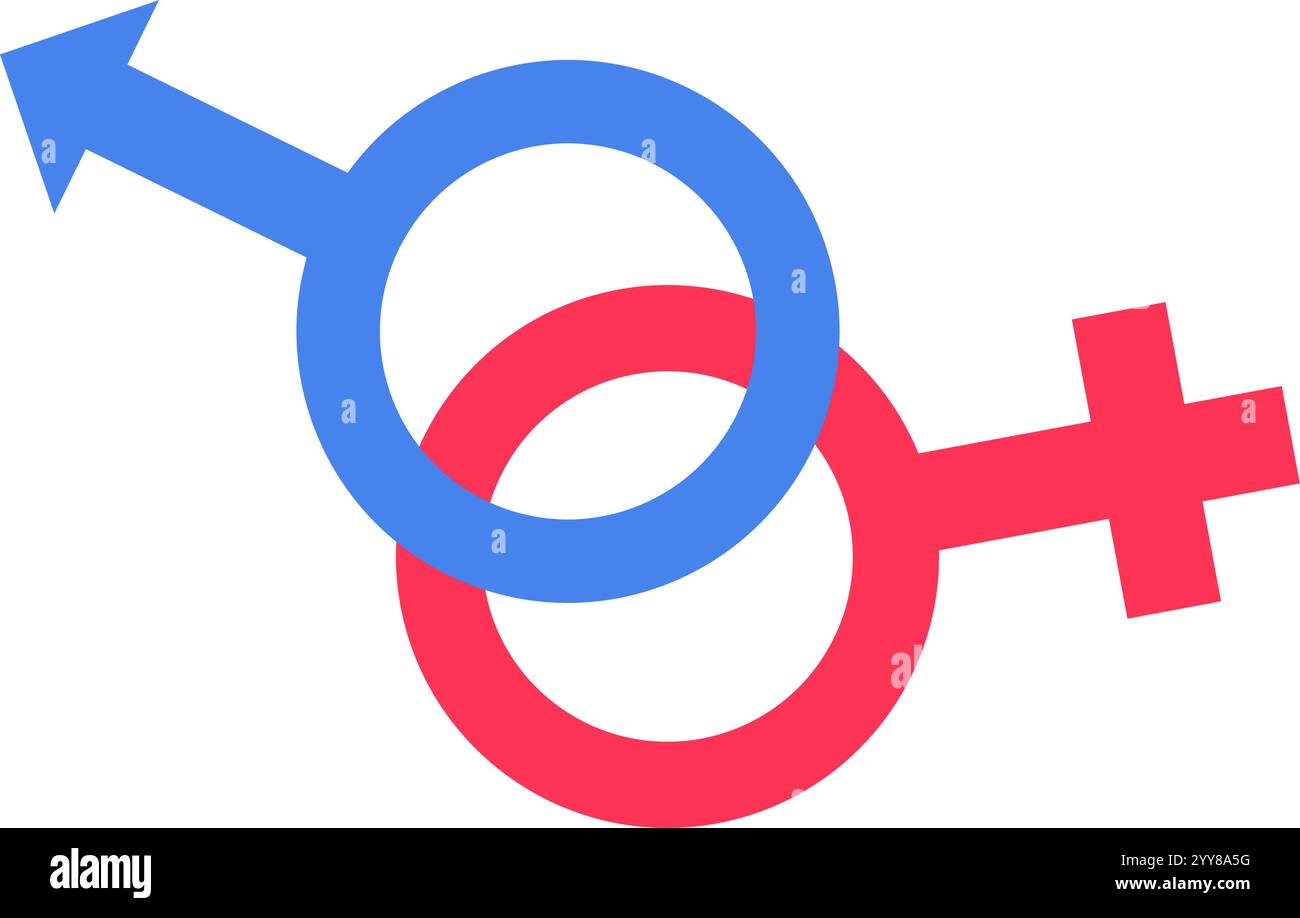 Gender Equality Symbols Interlinked In Flat Vector Illustration Symbolizing Equality, Gender ...