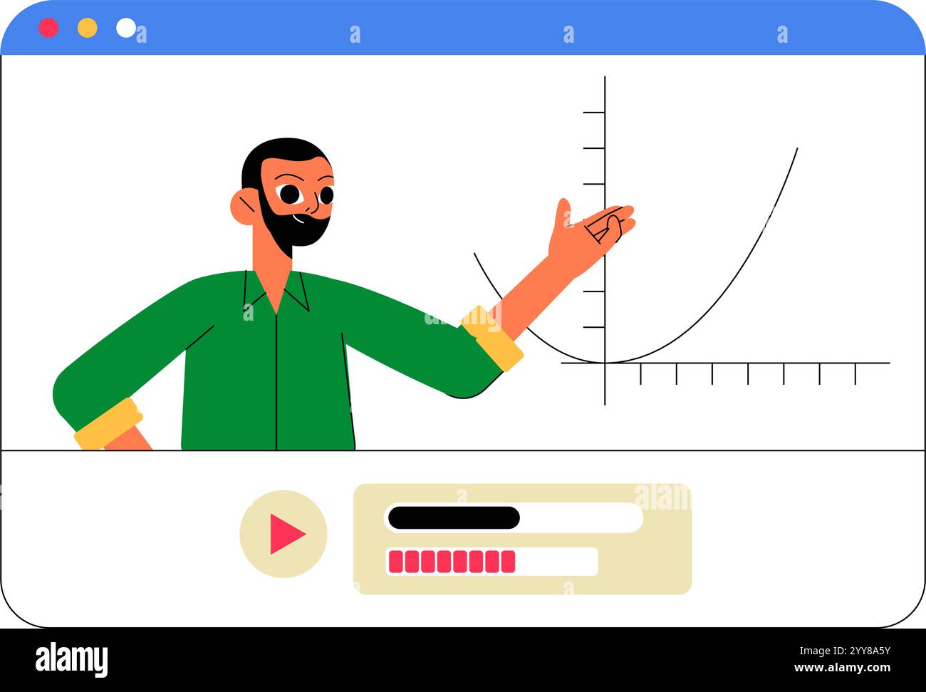 Male Teacher Explaining Graph In Flat Vector Illustration Symbolizing Online Learning ...