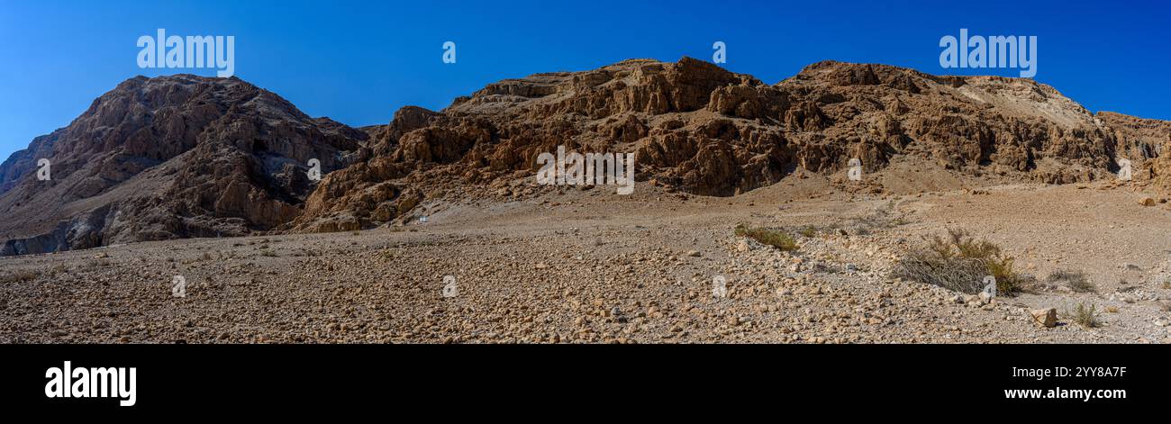 Caves in the Marl cliff at Qumran archeological site on the shore of ...