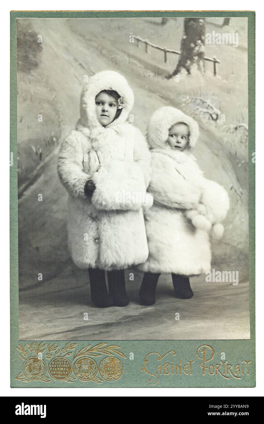 RUSSIA - CIRCA 1912: Vintage photograph of two little girls from Russia ...