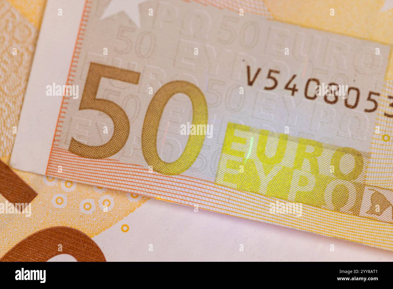 the new 50 euro, authentic fifty euro European Union close-up in ...