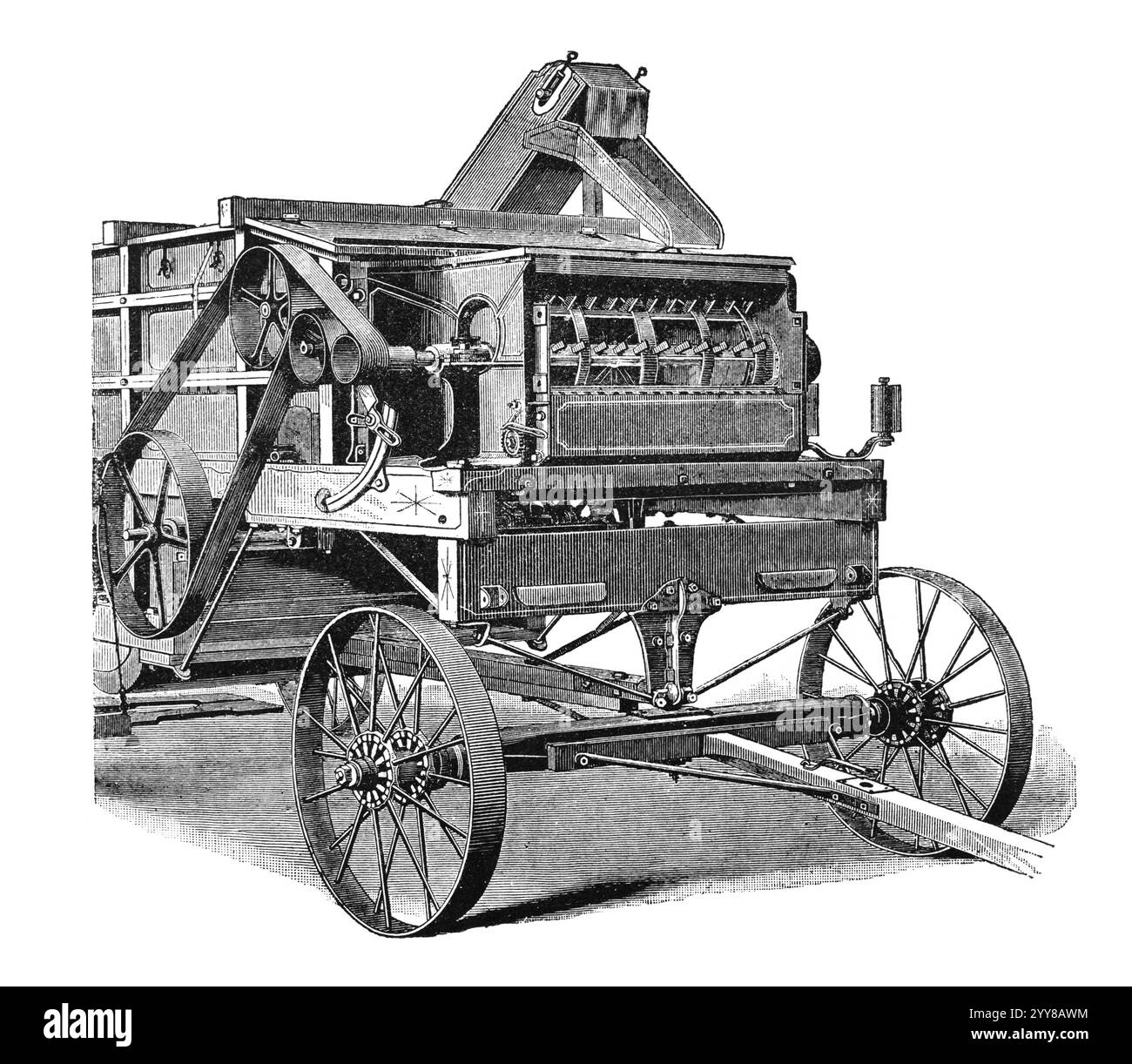 RUSSIA - CIRCA 1897: engraving of agricultural machinery taken from an ...