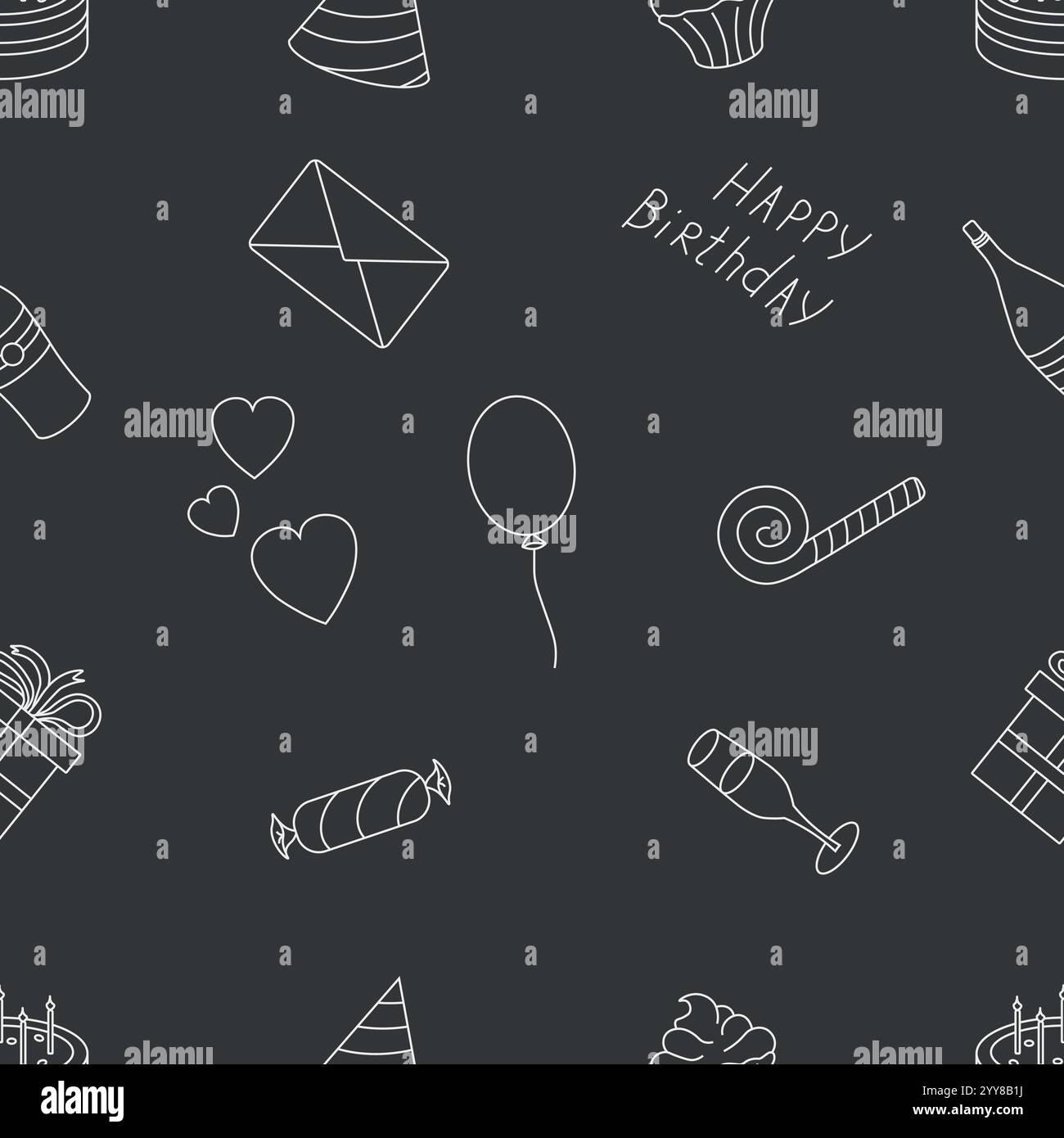 Happy birthday pattern. Seamless birthday background Stock Vector Image ...