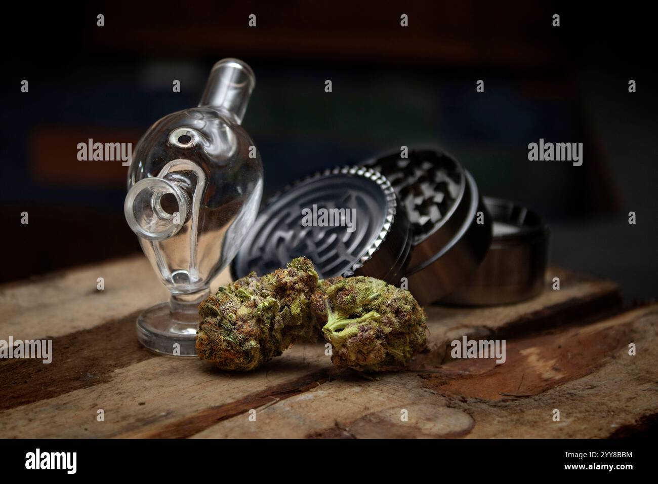 BEAUTIFUL CANNABIS PHOTOGRAPHY OF BUD AND SMOKING PARAPHERNALIA Stock ...