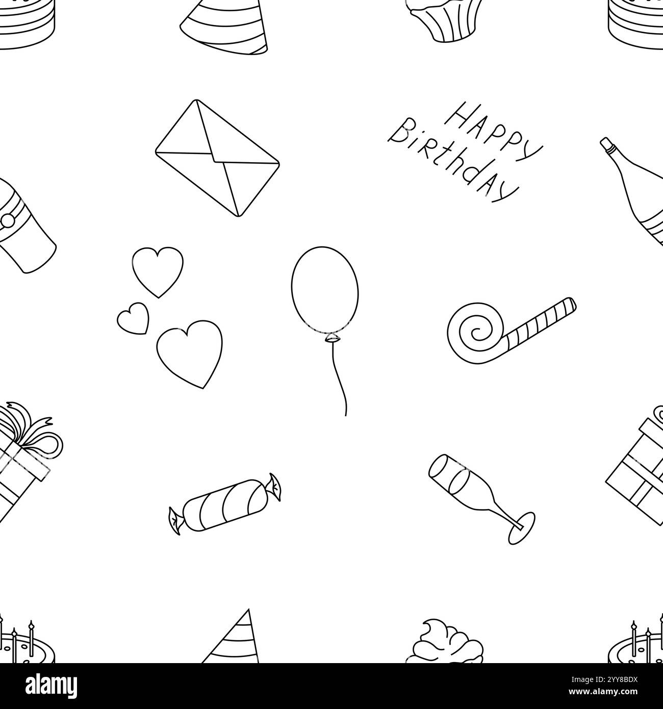 Happy birthday pattern. Seamless birthday background Stock Vector Image ...