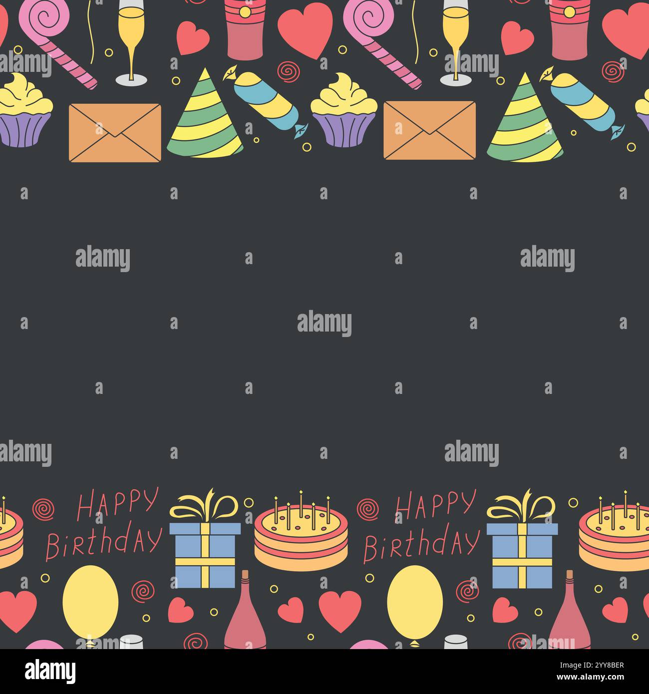Happy birthday frame. Seamless birthday background. Illustration with ...