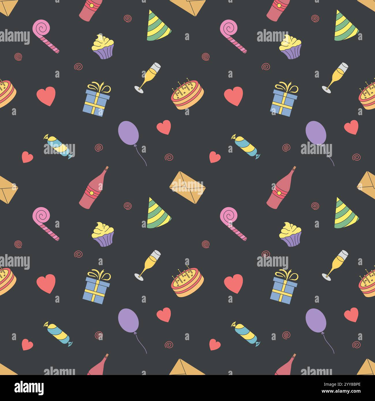 Happy birthday pattern. Seamless birthday background Stock Vector Image ...