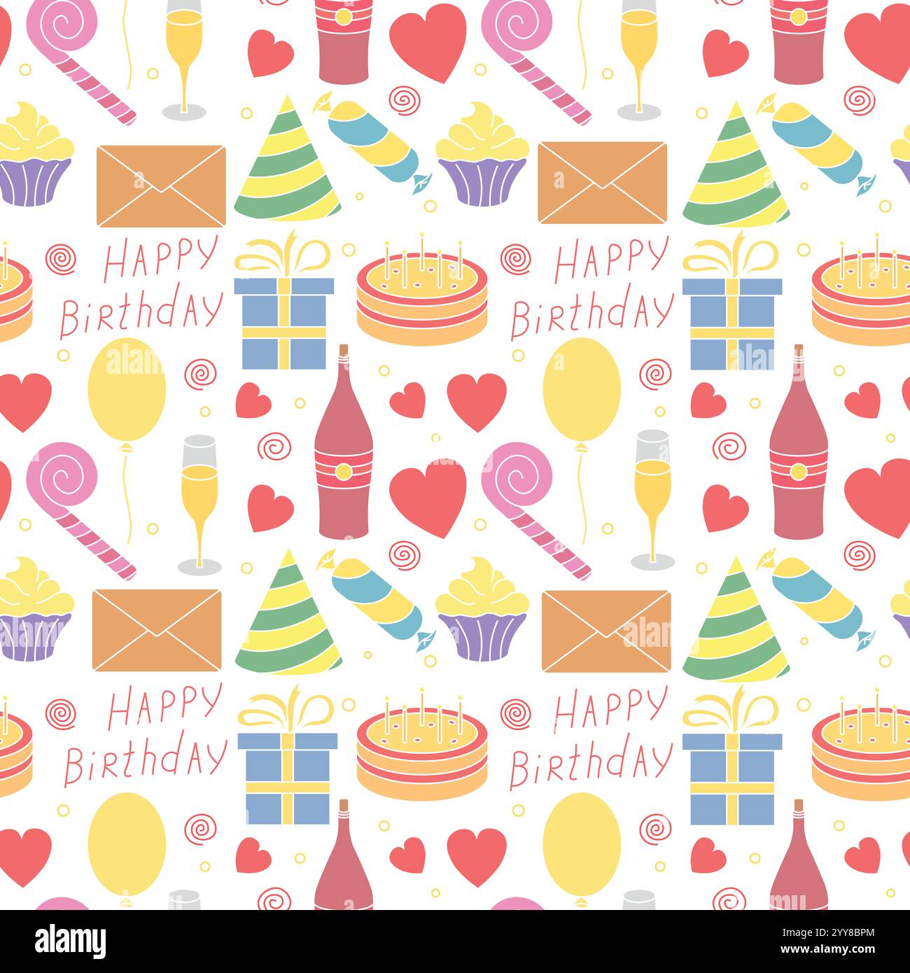 Happy birthday pattern. Seamless birthday background Stock Vector Image ...