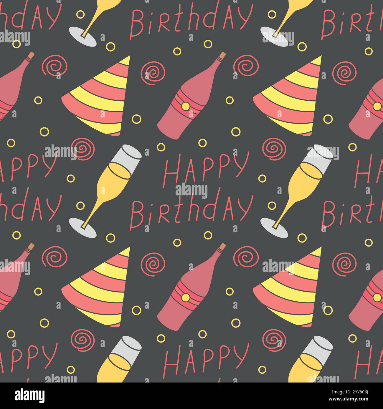 Happy birthday pattern. Seamless birthday background Stock Vector Image ...