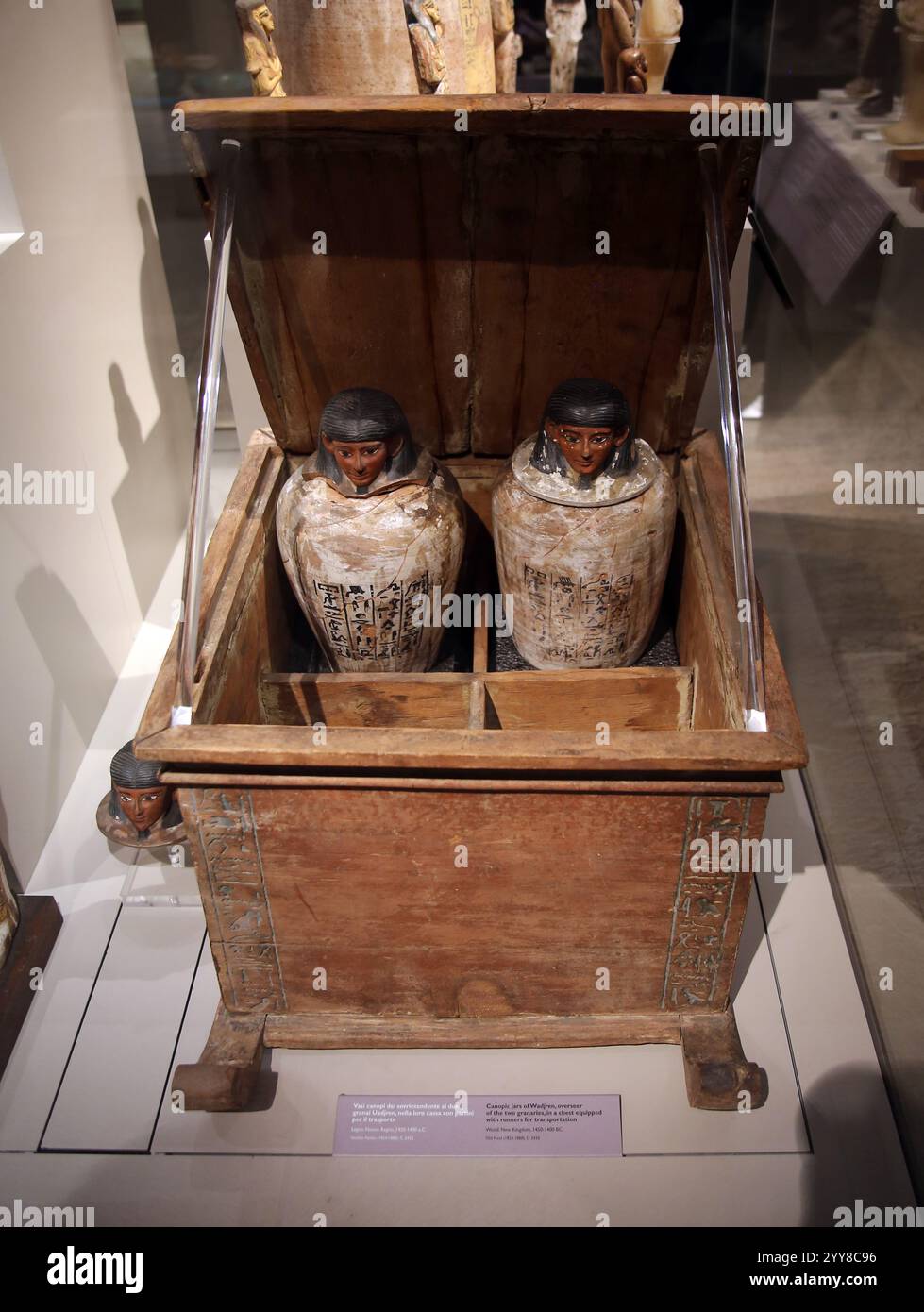 Caponic jars of Wadjren, overseer on the two granaries, in a chest ...