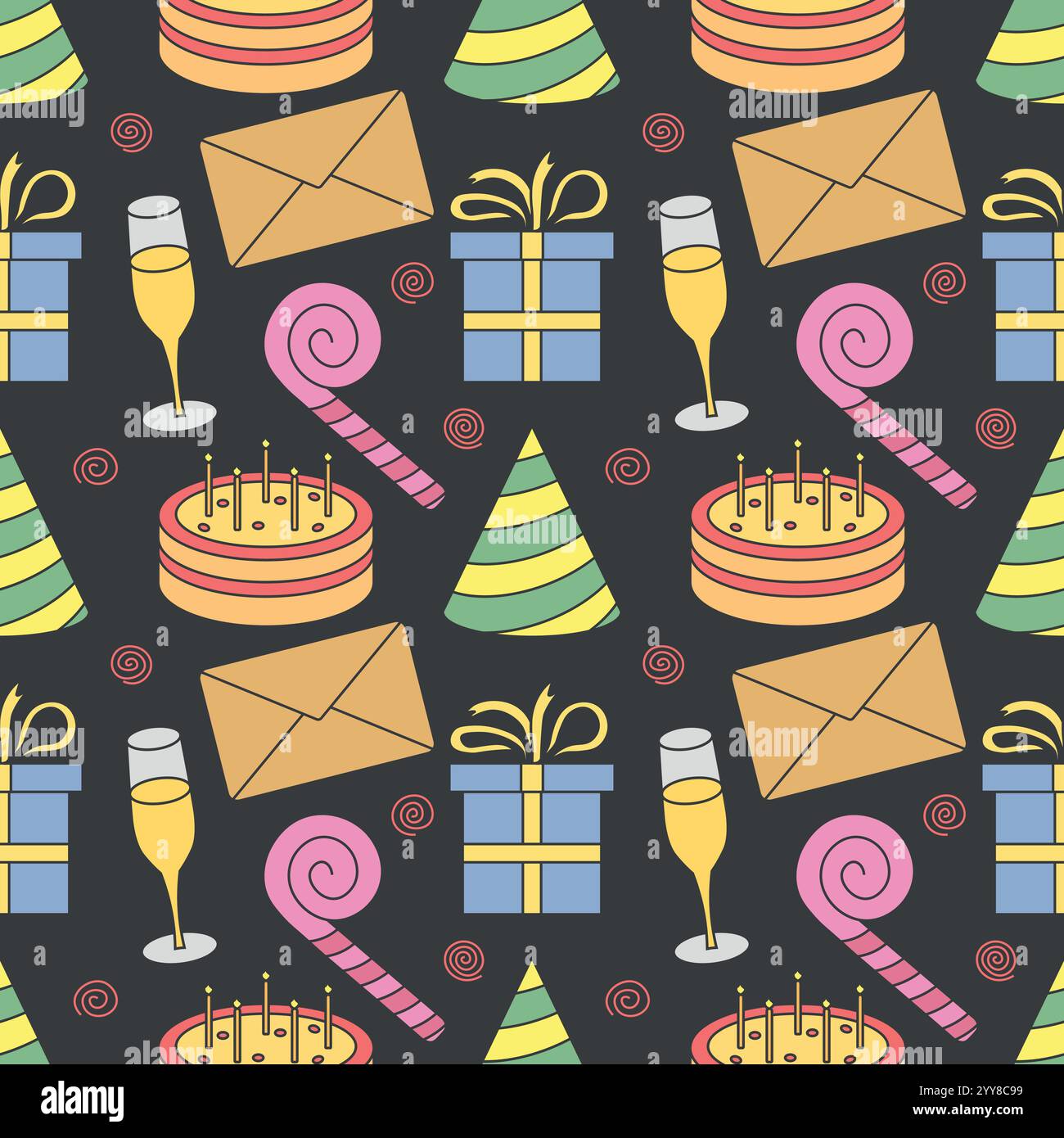 Happy birthday pattern. Seamless birthday background Stock Vector Image ...