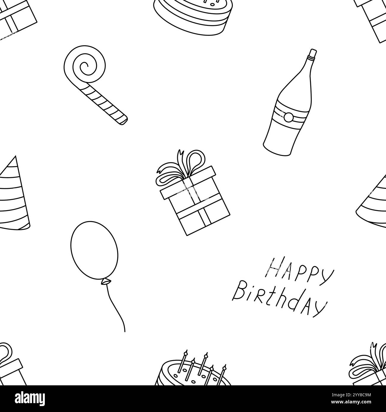 Birthday cake balloons seamless Cut Out Stock Images & Pictures - Alamy