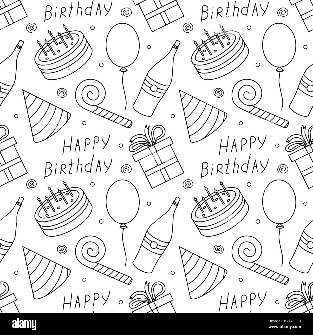 Happy birthday pattern. Seamless birthday background Stock Vector Image ...