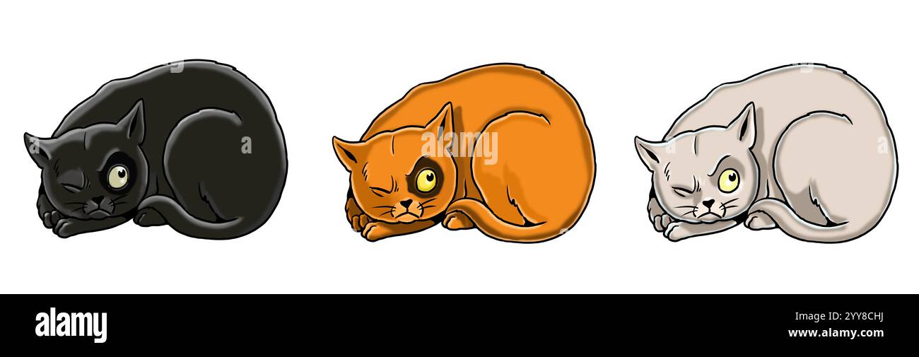 Cartoon cat characters set hi-res stock photography and images - Alamy