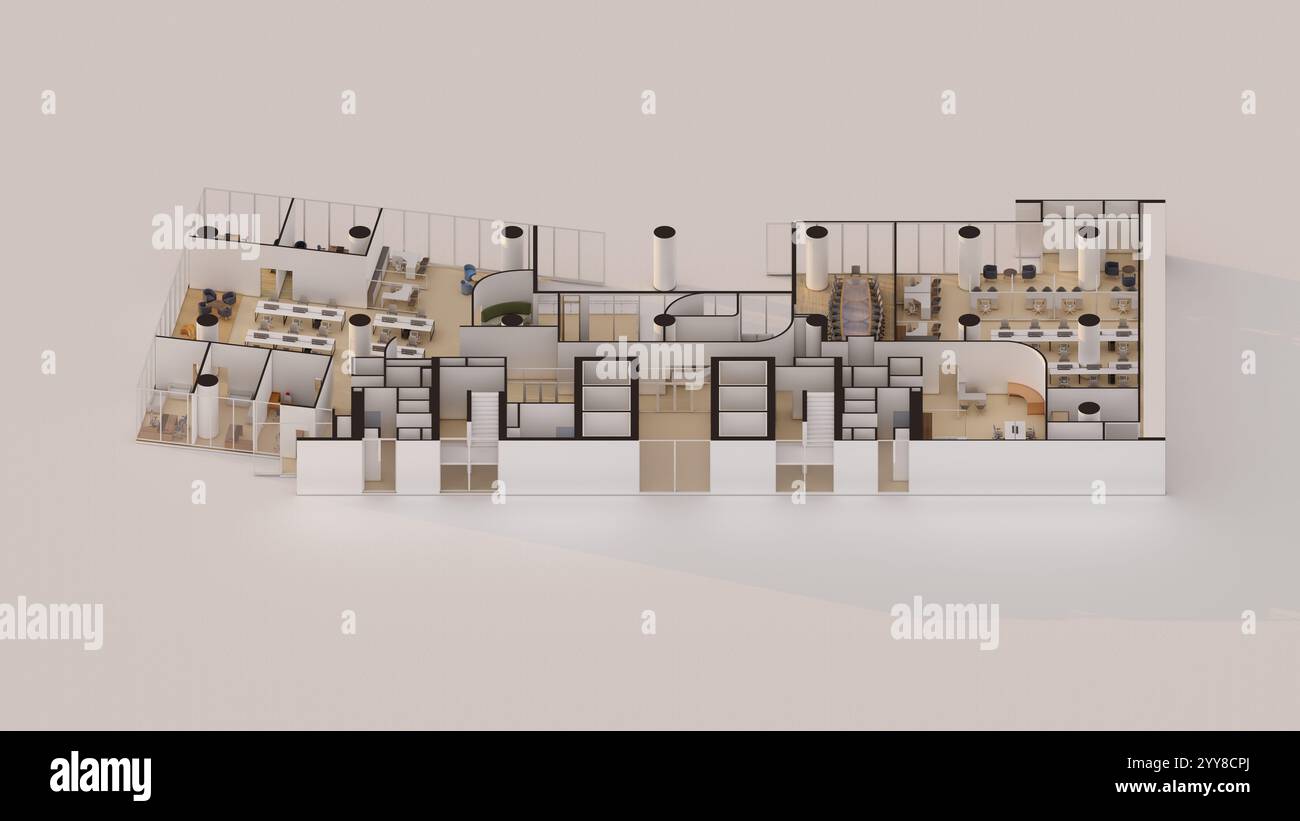 Commercial office space Isometric interior design 3d render Stock Photo ...