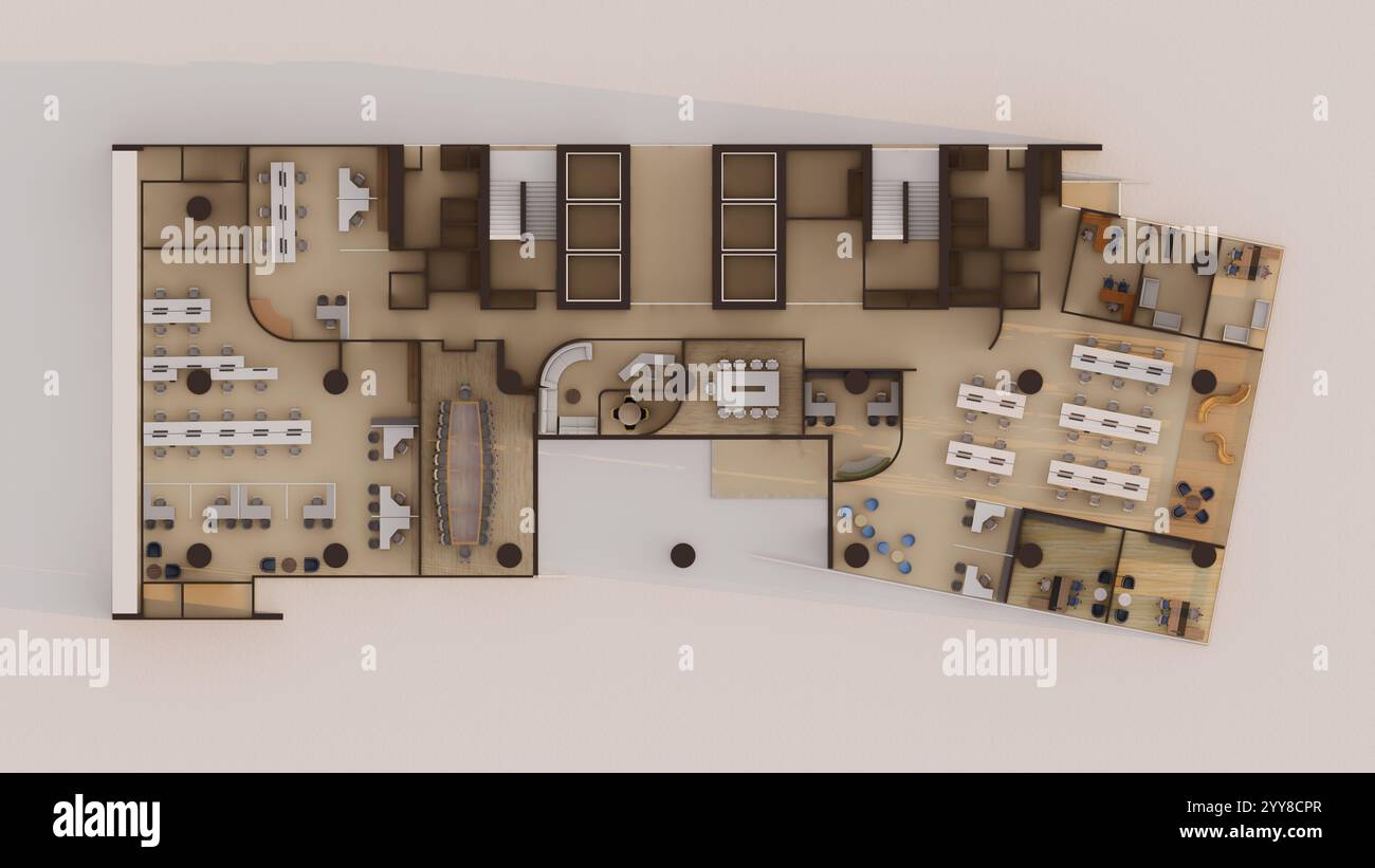 Commercial office space Isometric interior design 3d render Stock Photo ...