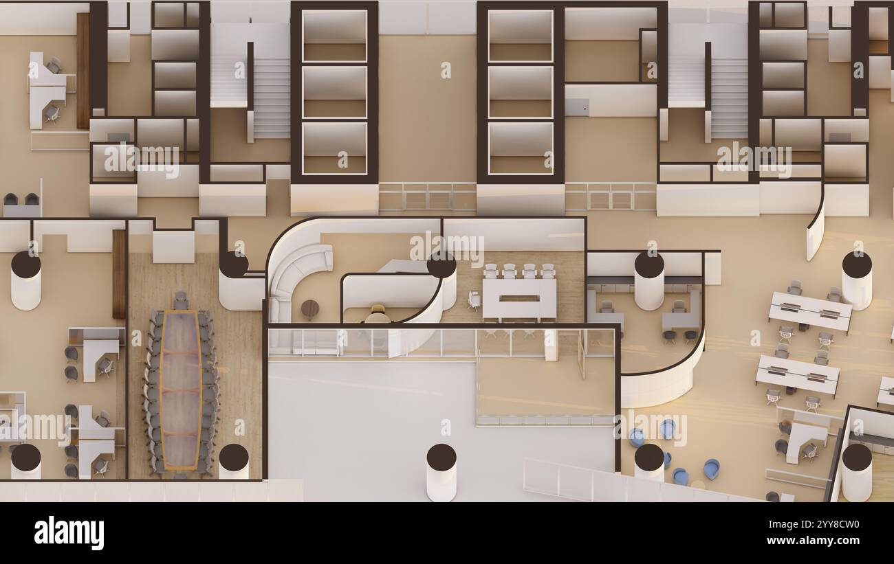 Commercial office space Isometric interior design 3d render Stock Photo ...