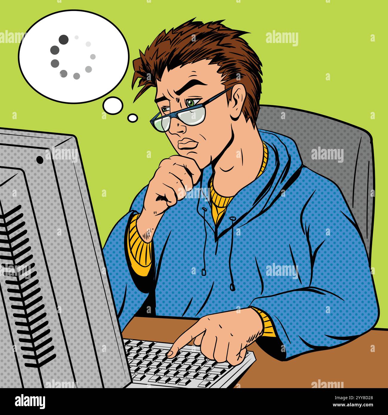 Software developer at work comic book style vector Stock Vector Image ...