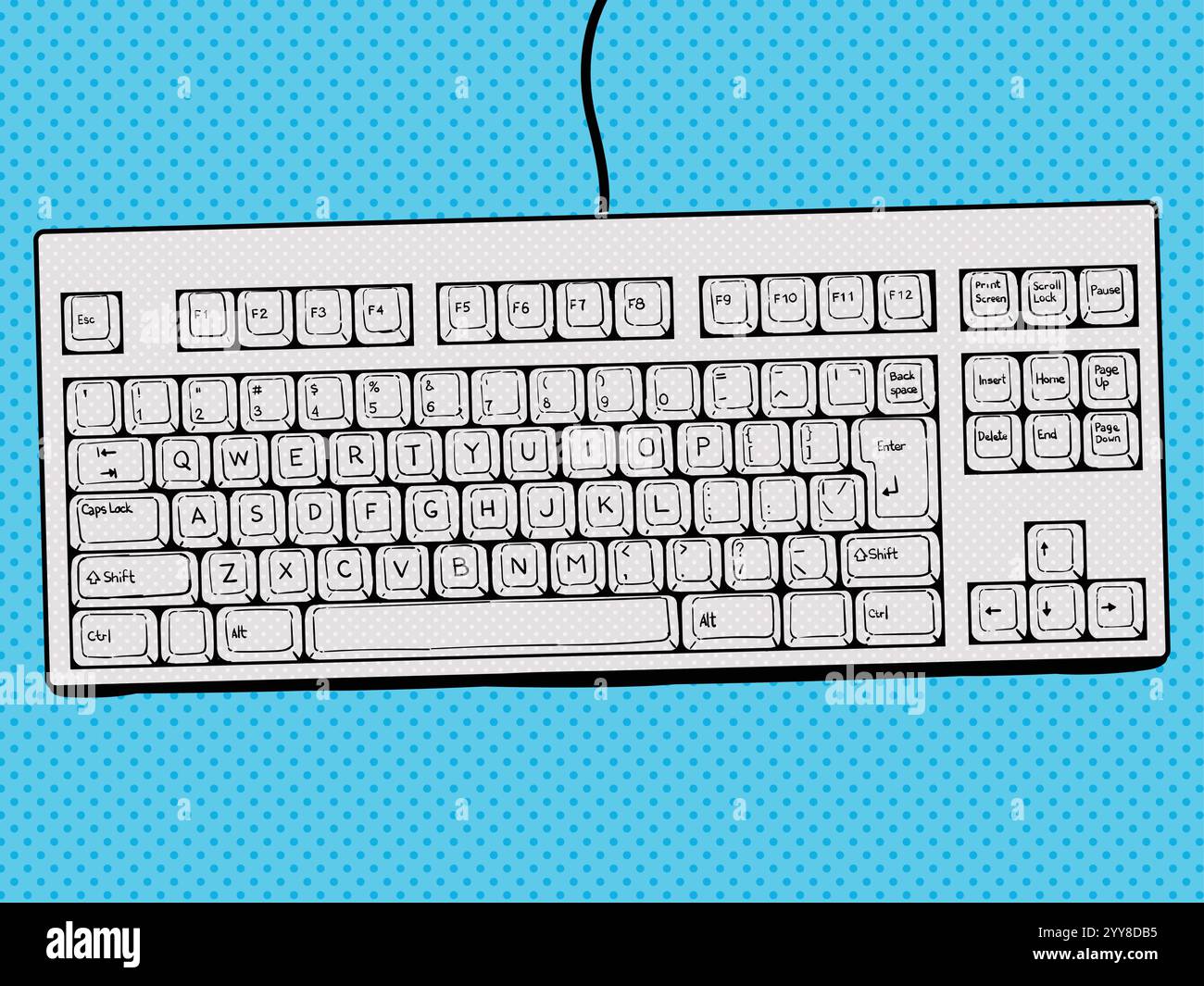 Computer keyboard hand drawn pop art style vector Stock Vector Image ...