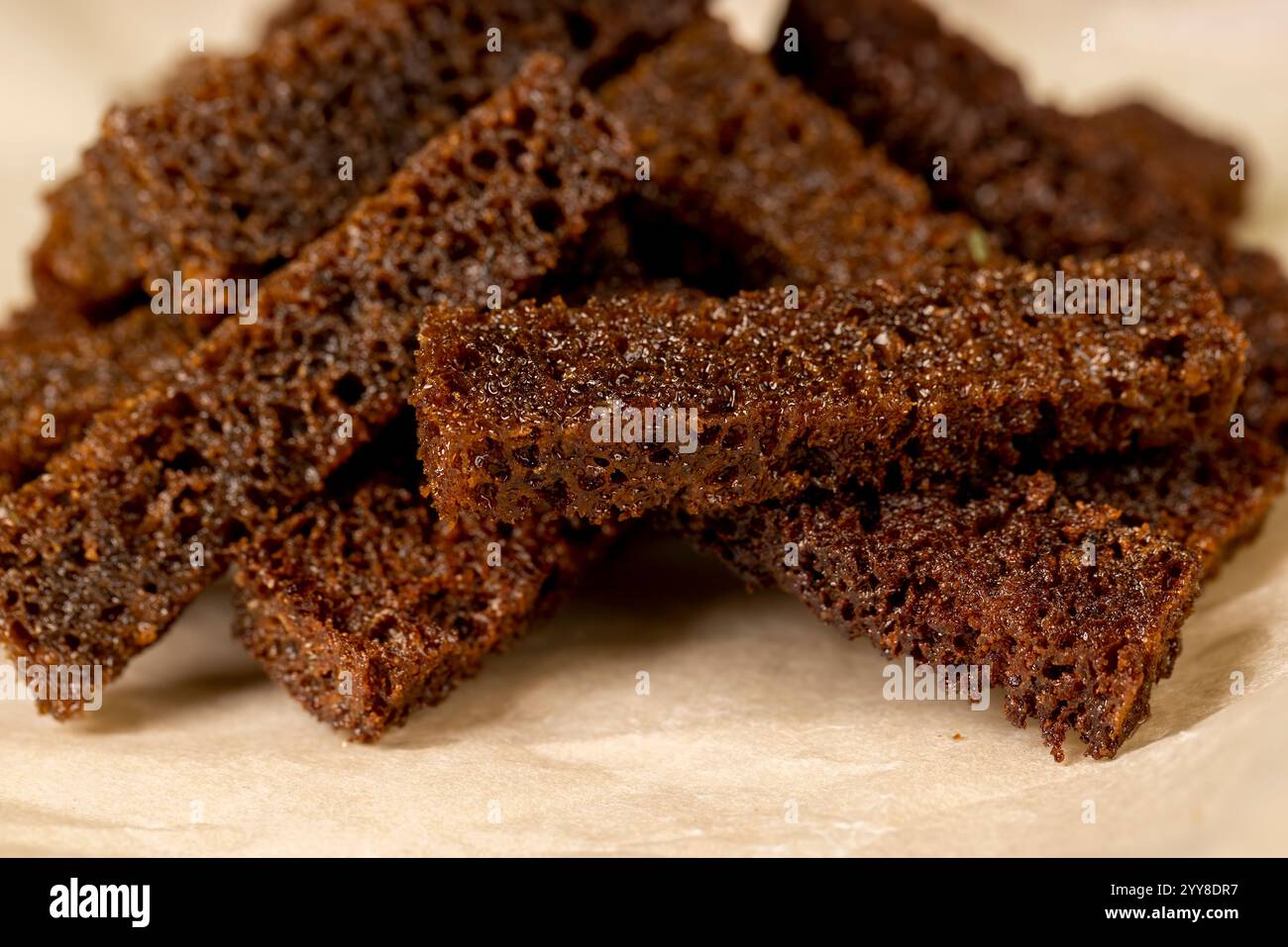 black rye bread fried in sunflower oil, rye bread crackers are crispy ...