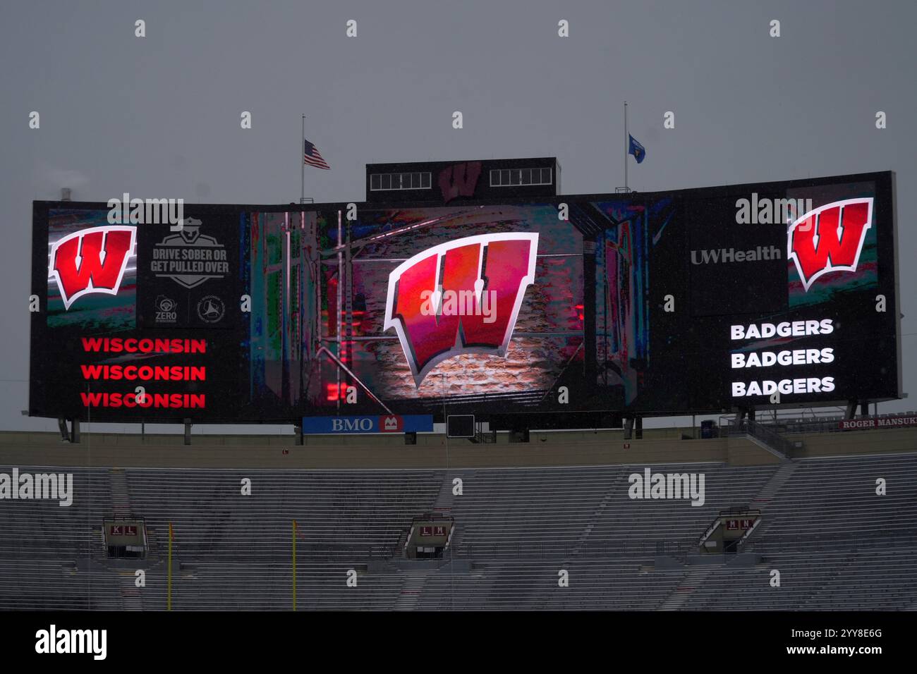 A general overall view of the Camp Randall Stadium video board at the ...