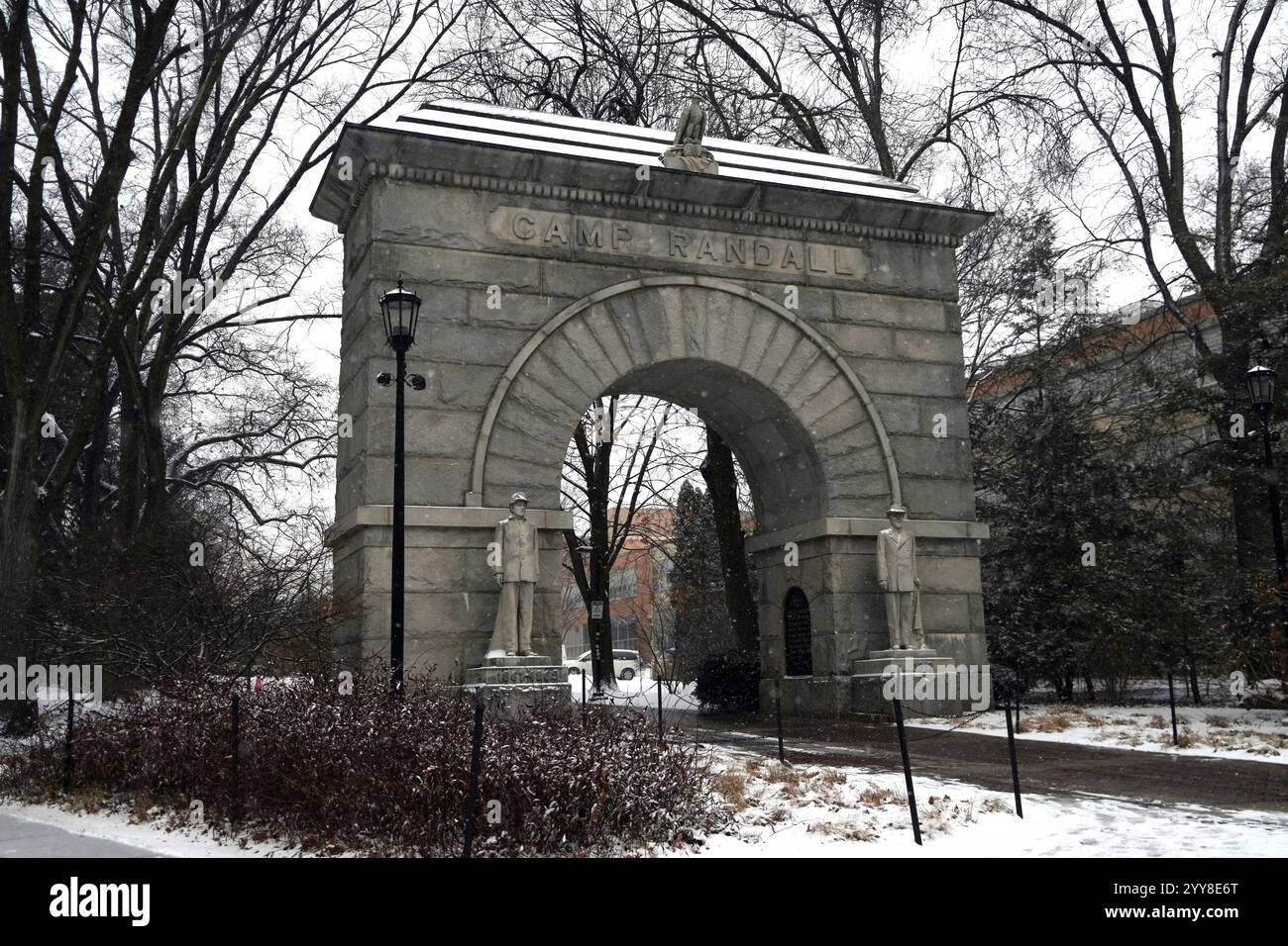 An arch on the east side entrance to Camp Randall Stadium and UW Field ...