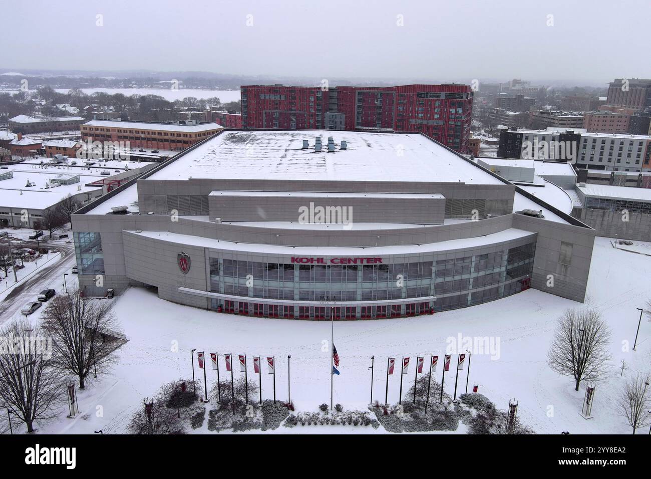 A general overall aerial view of the Kohl Center arena at the ...