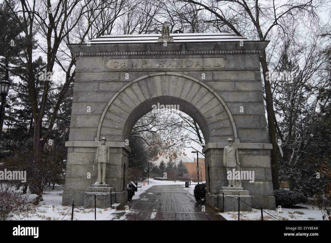 An arch on the east side entrance to Camp Randall Stadium and UW Field ...