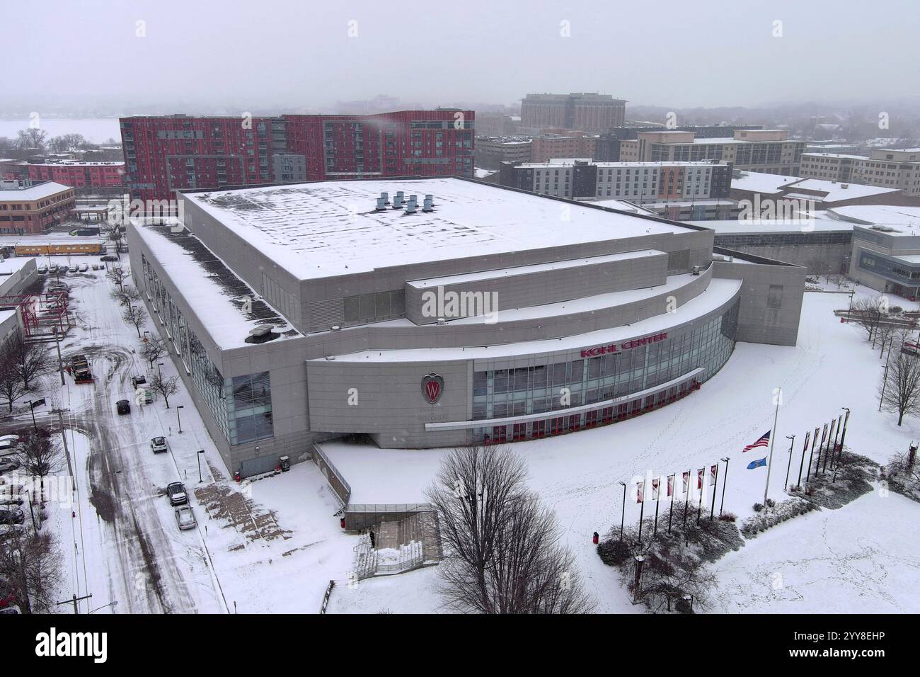 A general overall aerial view of the Kohl Center arena at the ...