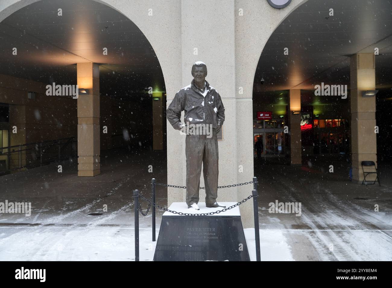 A statue of former Wisconsin Badgers athletic director Pat Richter in ...
