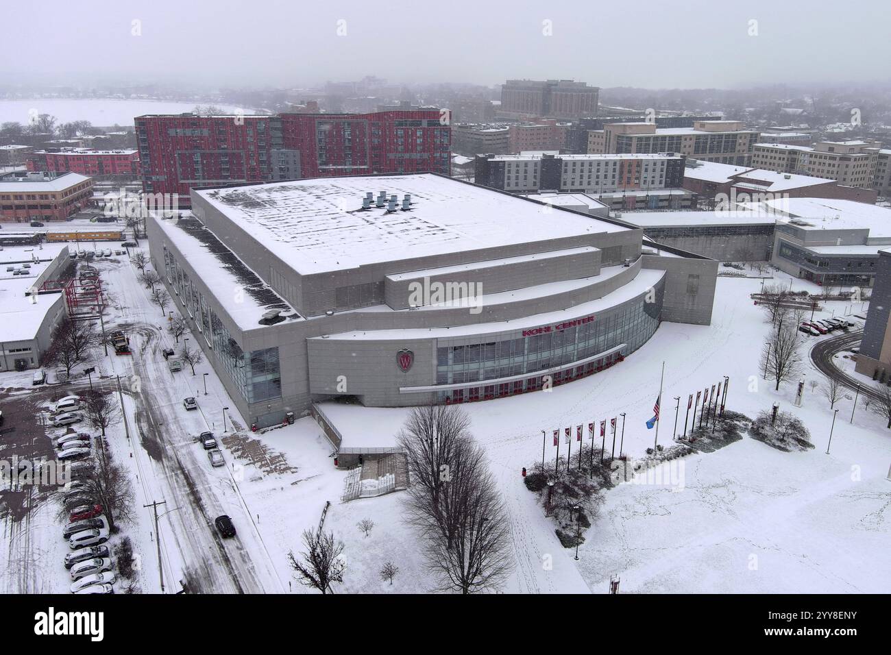 A general overall aerial view of the Kohl Center arena at the ...