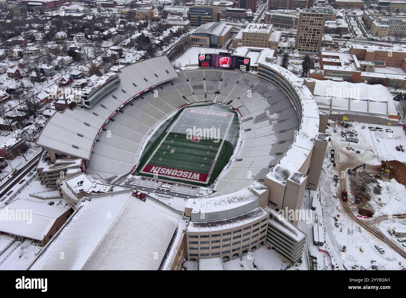 Madison, United States. 19th Dec, 2024. A general overall aerial view ...