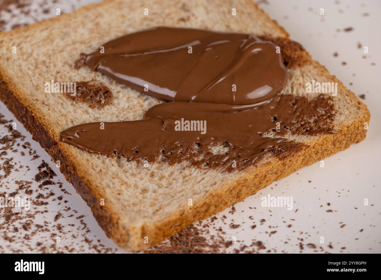 cocoa paste for breakfast close up, sweet pasta with cocoa and cocoa ...