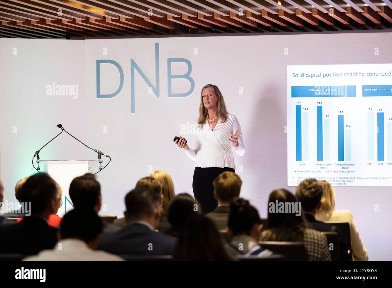 DNB's CFO Ida Lerner giving her key note speech at DNB’s Capital ...