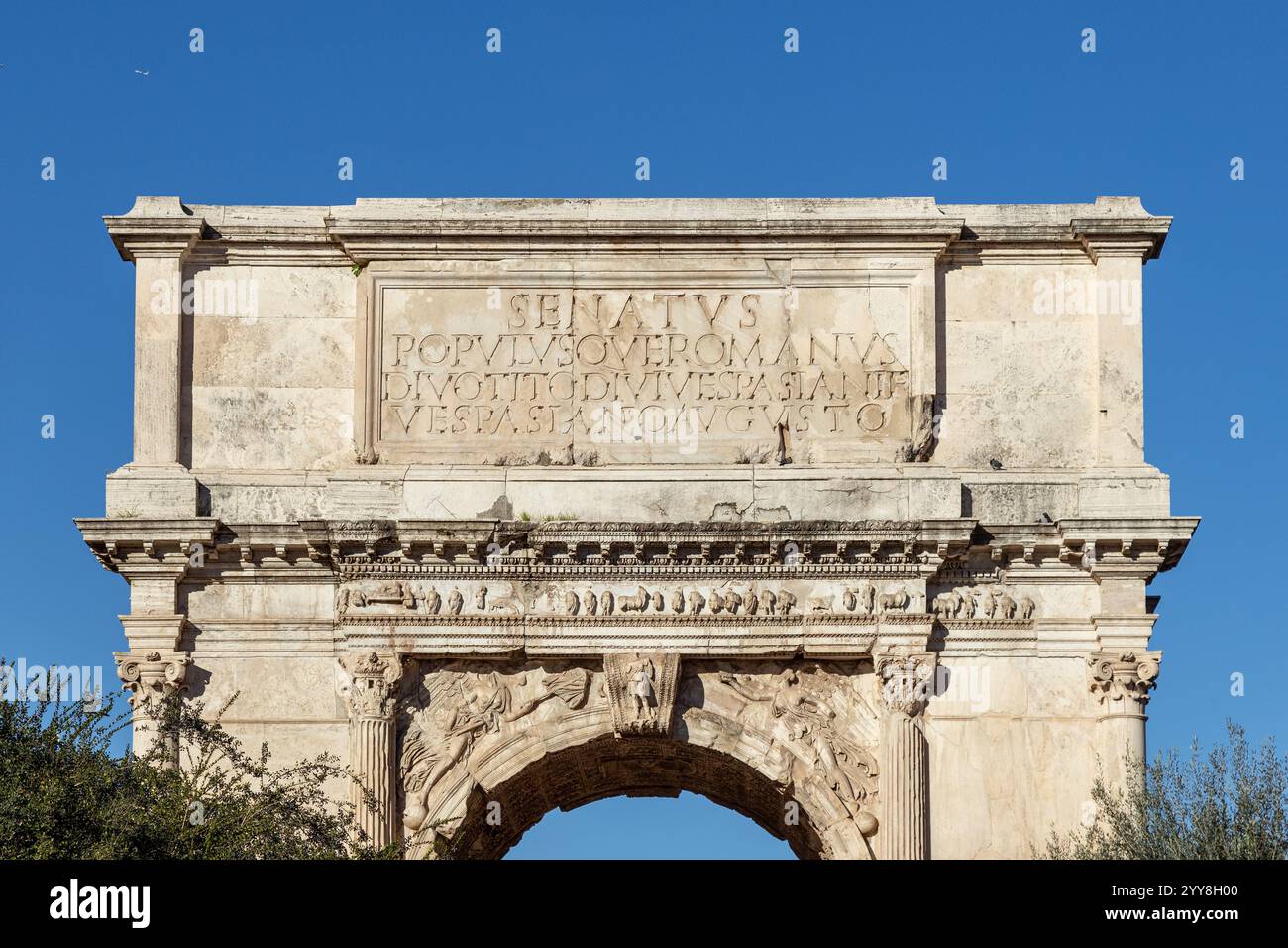 Arch of Titus, Rome, Italy, featuring detailed reliefs and Latin ...