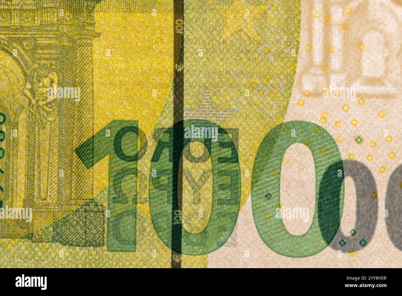 European cash paper money worth one hundred euros , details of a green ...