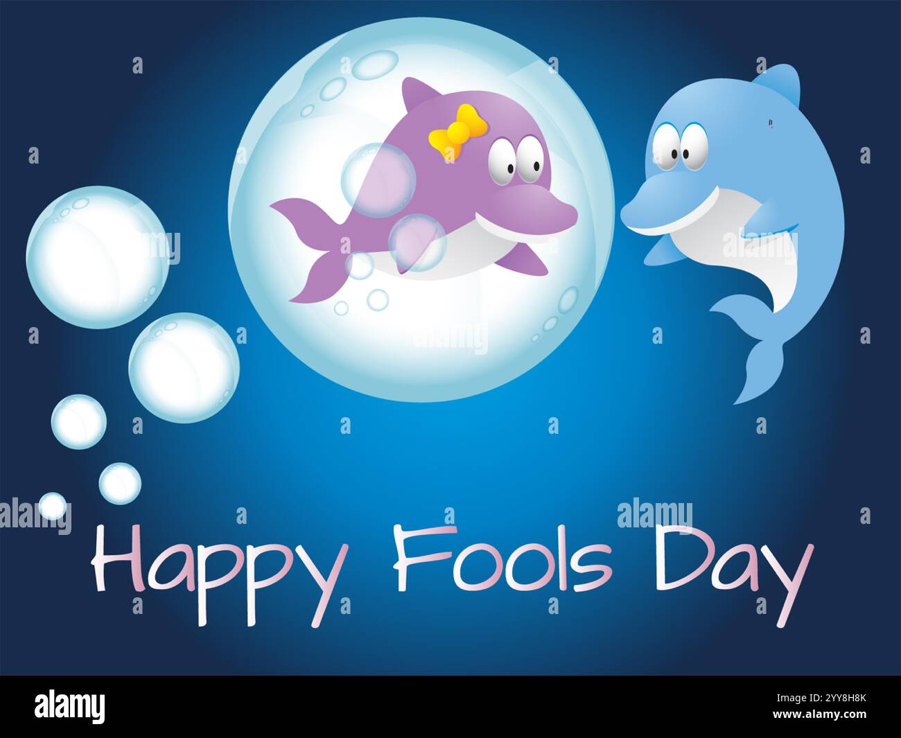 Cartoon of a dolphin and a dolphin in a bubble. The bubble is blue and ...