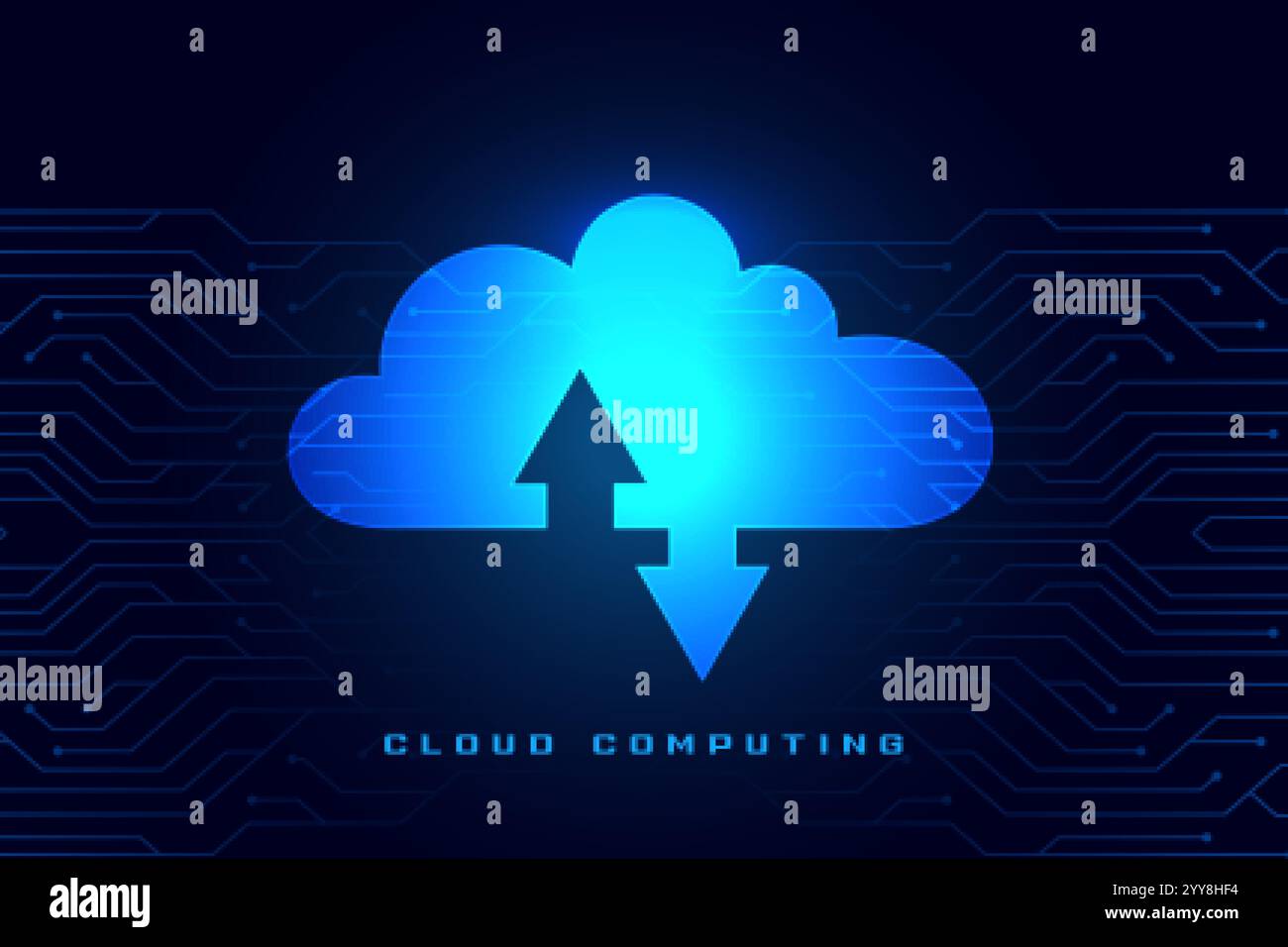 cloud computing concept with download and upload data streaming Stock ...