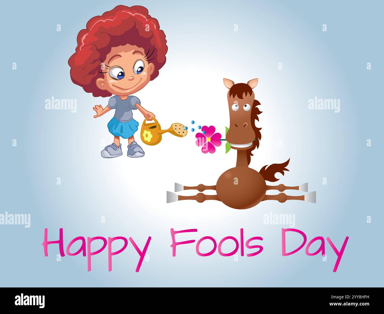 Girl watering horse Stock Vector Images - Alamy