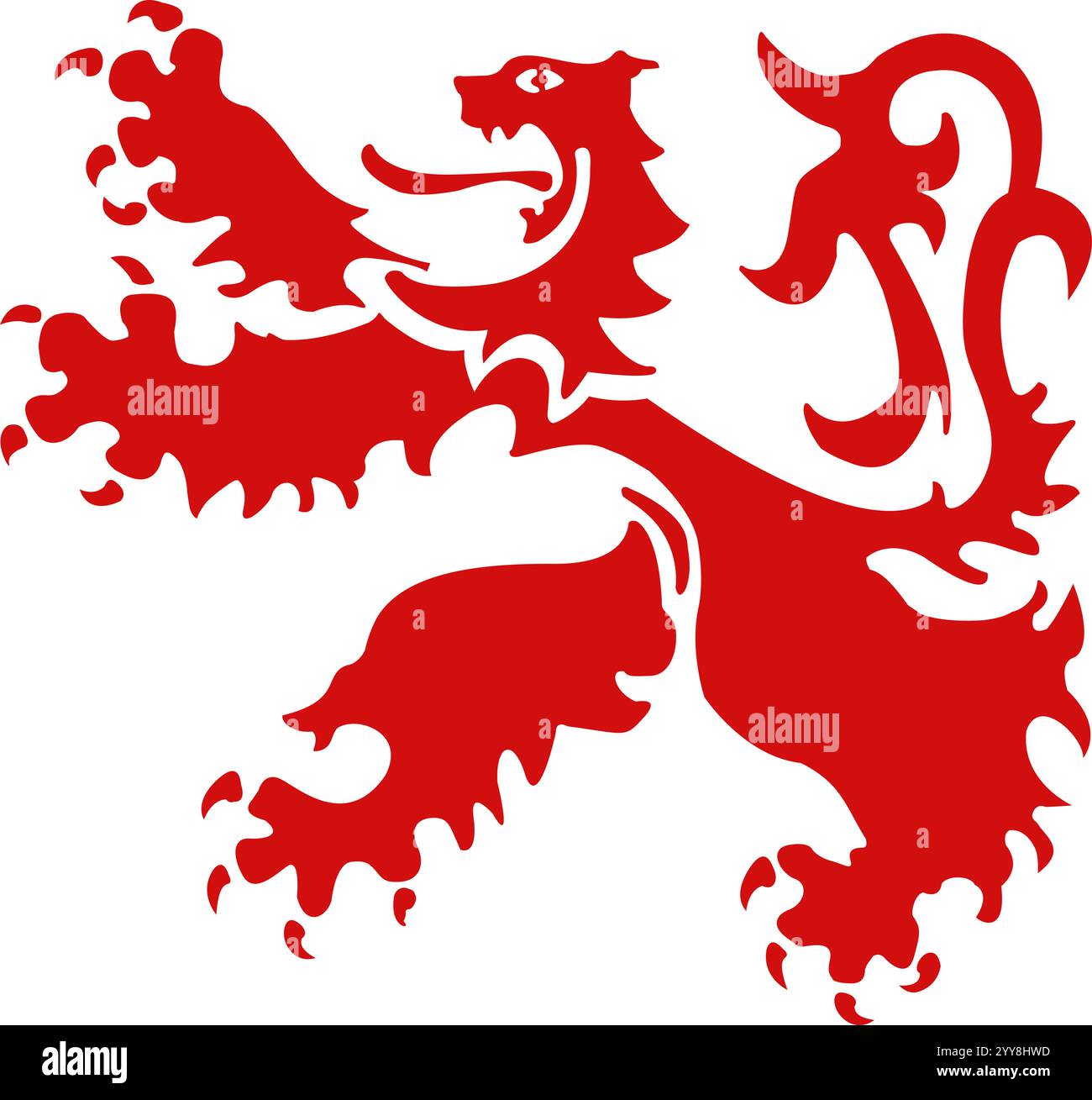Lion rampant design used in heraldry for coat of arms and other ...
