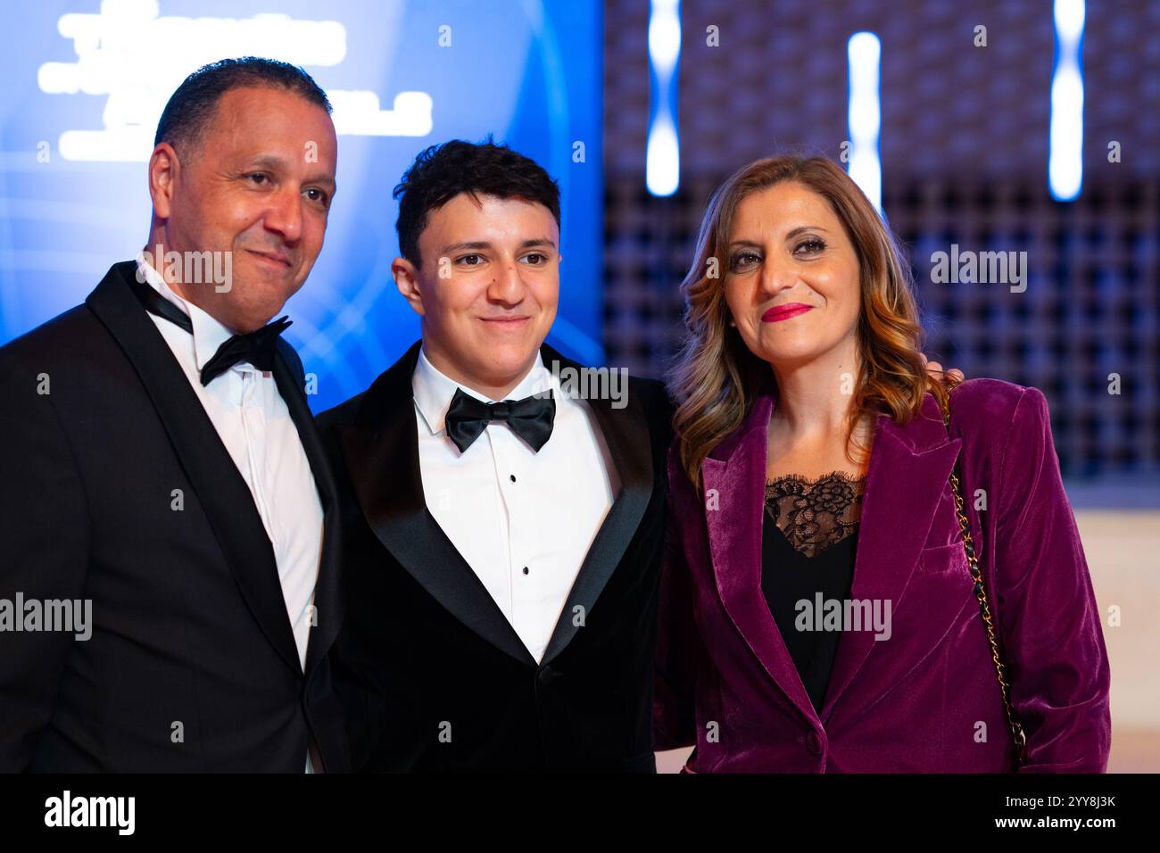 HADJAR Isack (fra), portrait and his parents Randa and Yassine during ...