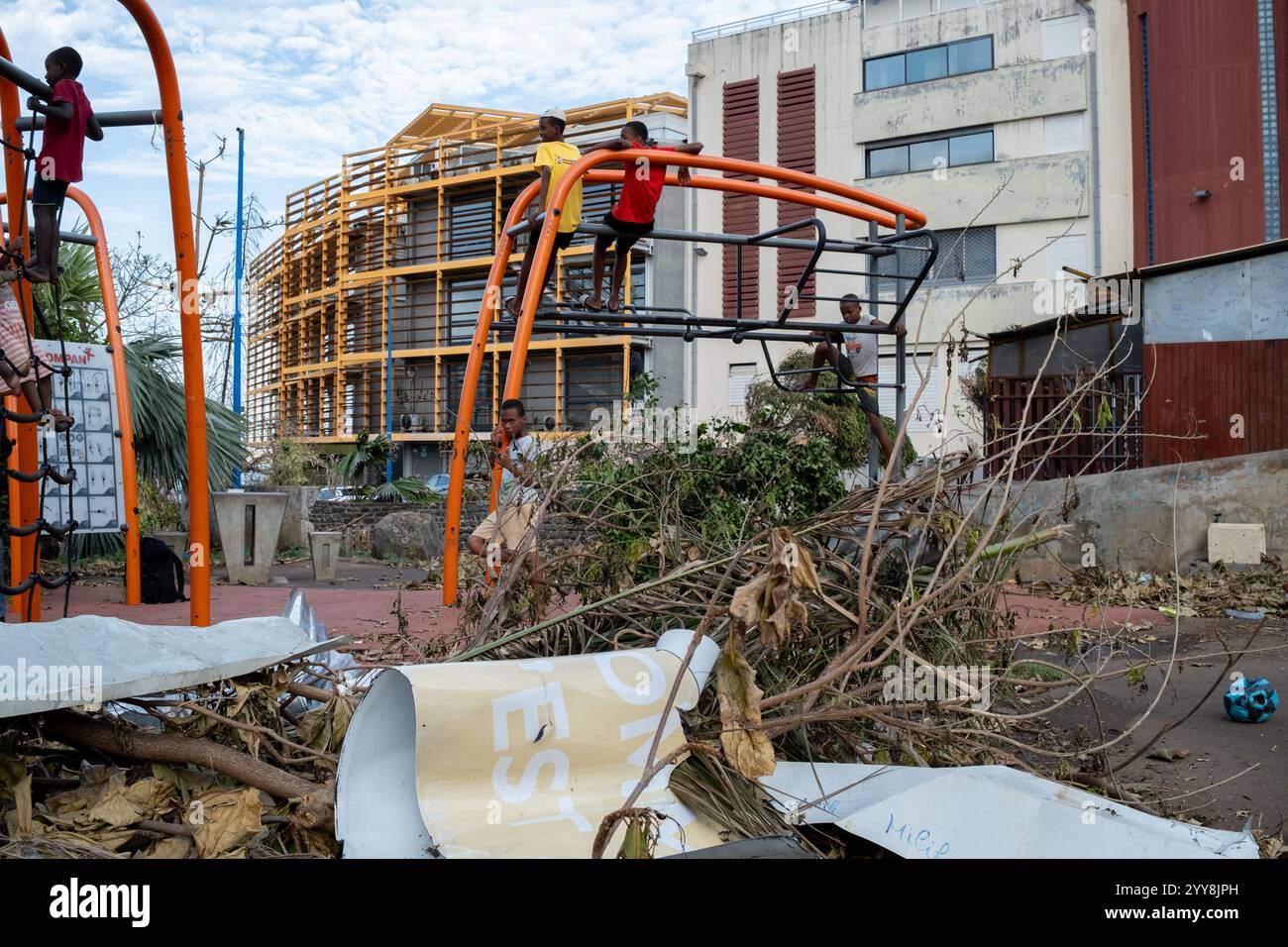 A scene of devastation in Mamoudzou after the cyclone Chido hit France ...